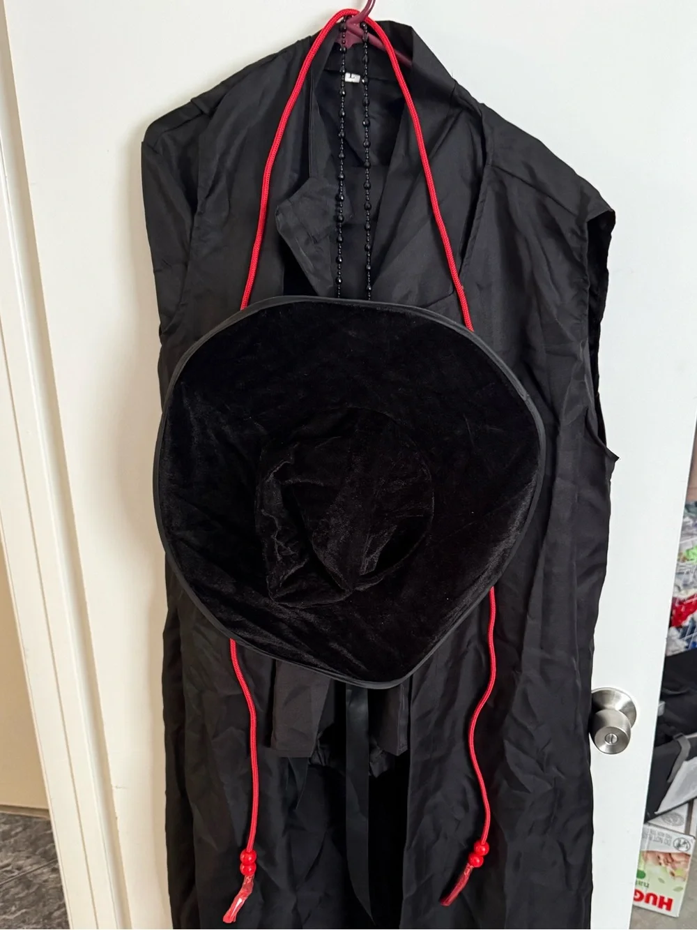 Other | Mens Black Anime Costumer Velvet Widebrim Hat With Red Cord ...